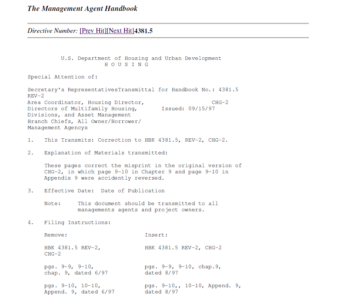 The Management Agent Handbook (HUD Handbook 4381.5) - Electronic PDF - CMS